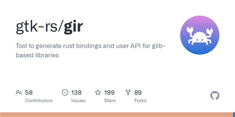 GitHub Gtk Rs Gir Tool To Generate Rust Bindings And User API For