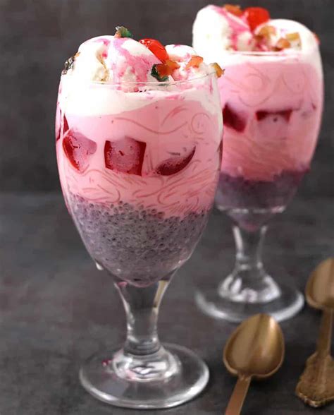 Best Falooda Recipe Rose Faluda Ice Cream Indian Dessert Drink
