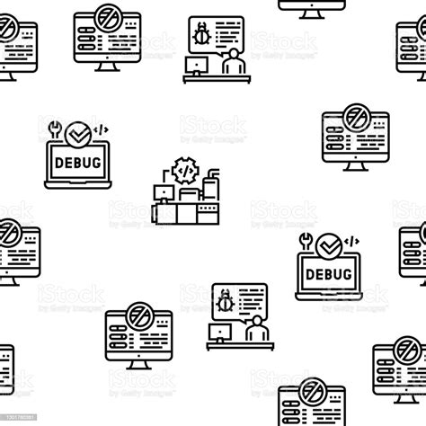 Debug Research And Fix Vector Seamless Pattern Stock Illustration Download Image Now