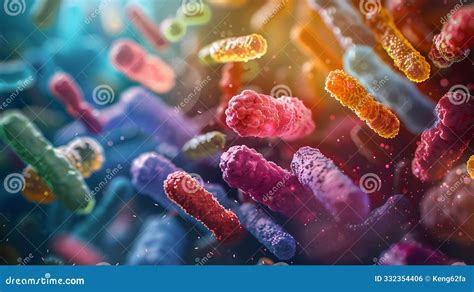 A Vibrant And Detailed Close Up Of Various Colorful Microbial Cells