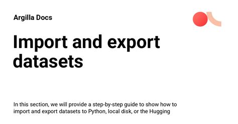 Import And Export Datasets Argilla Docs