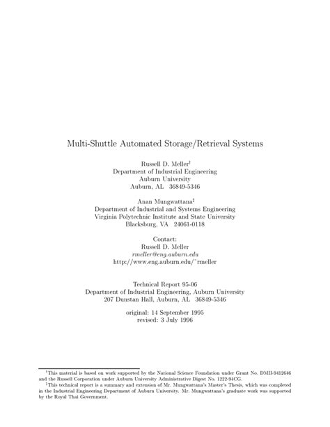 Pdf Multi Shuttle Automated Storageretrieval Systems