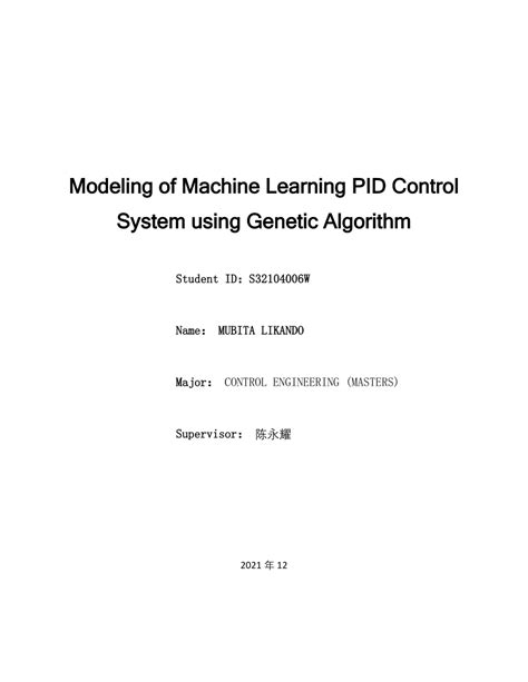 PDF Modeling Of Machine Learning PID Control System Using Genetic