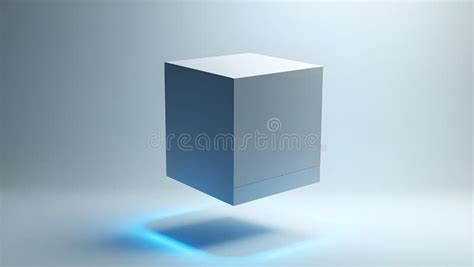 A Levitating Cube With Glowing Edges Representing Structure And Design Stock Illustration