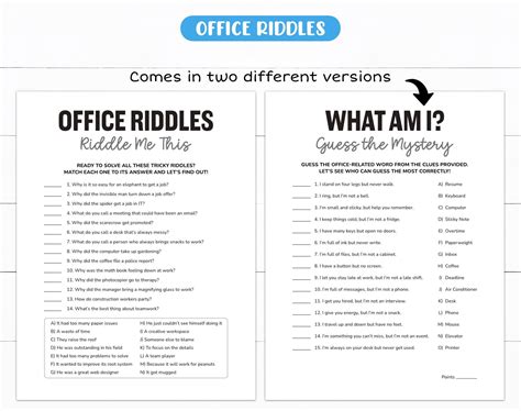 Office Riddles Riddle Me This Office Games Easy Work Riddles And