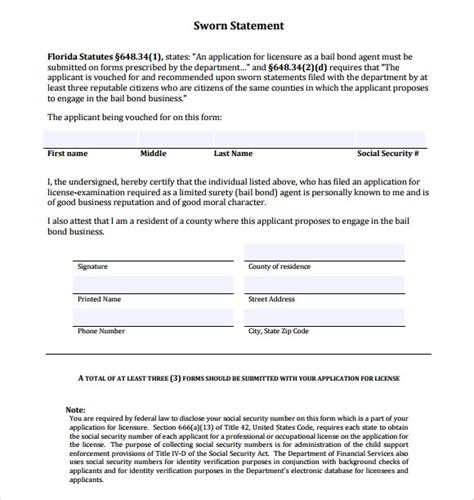 Sample Sworn Statements PDF DOC Pages Sample Templates
