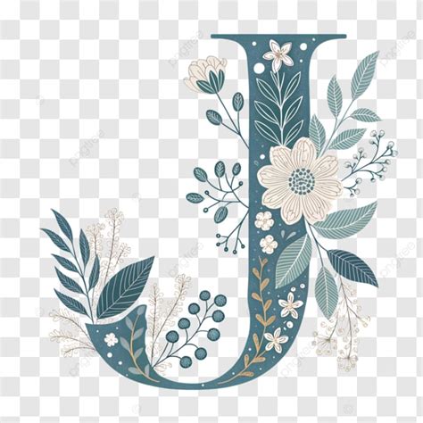Floral Decorative Letter J Vector Letter J Vector Floral Alphabet