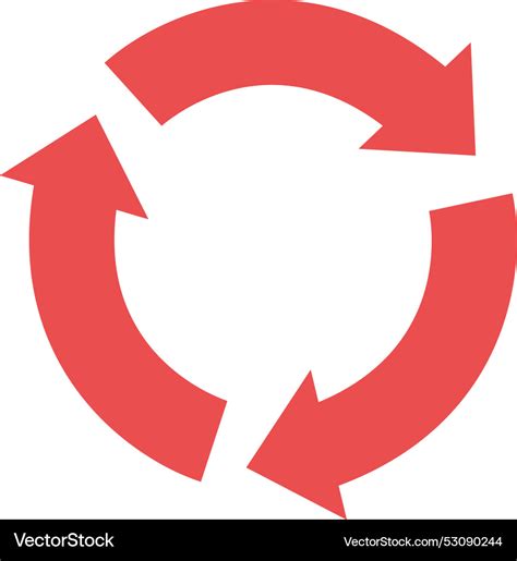 Red Rotating Arrows Symbol Circular Motion Sign Vector Image
