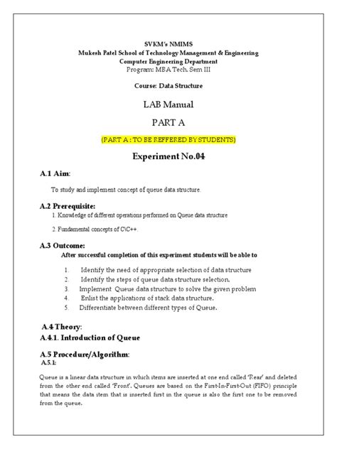 Experiment 3 Ds Pdf Queue Abstract Data Type Computer Engineering