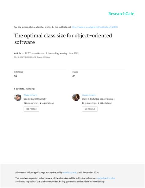 pdf reevaluating optimal class size in oosystems
