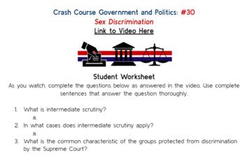 Crash Course Government And Politics 30 Sex Discrimination Worksheet