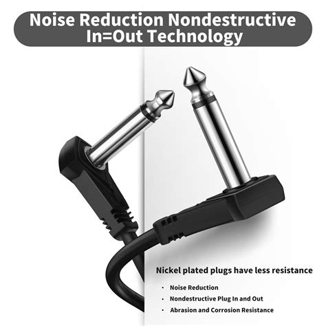 12inch Guitar Patch Cables 30cm Black Pedal Effect Cord