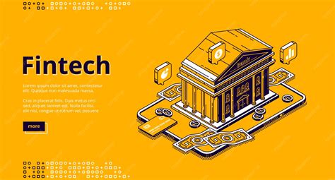 Página De Inicio Isométrica De Fintech Con Edificio Bancario Y Dinero