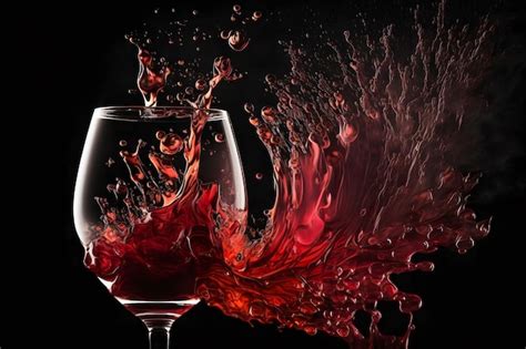 Premium Ai Image Glass With Splash Of Red Wine On Black Background Neural Network Generated Art
