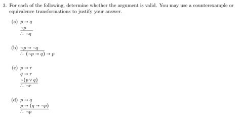 solved 3 for each of the following determine whether the