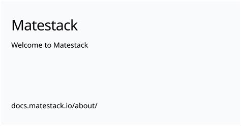 Welcome To Matestack Matestack