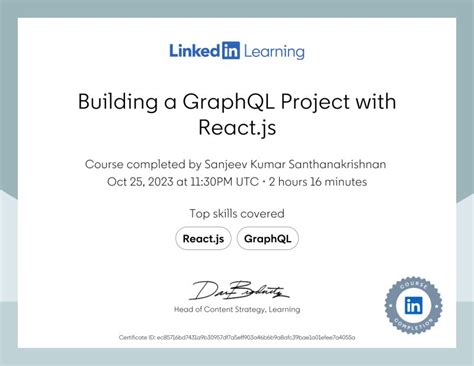 sanjeev kumar santhanakrishnan on linkedin certificate of completion