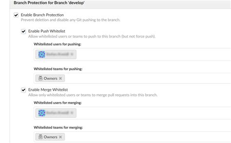 Whitelist Push And Mergepullrequest Does Not Work When Branch Protection Is Enabled