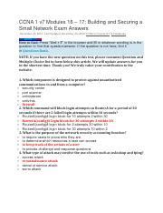CCNA 1 V7 Modules 16 Pdf CCNA 1 V7 Modules 16 17 Building And Securing A Small Network Exam