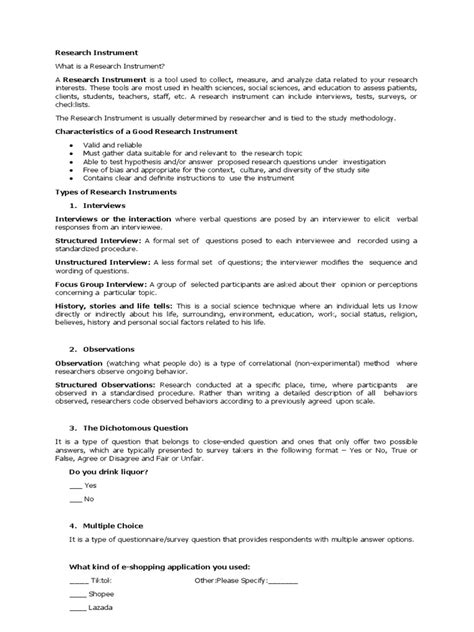 Instrument Pdf Survey Methodology Interview