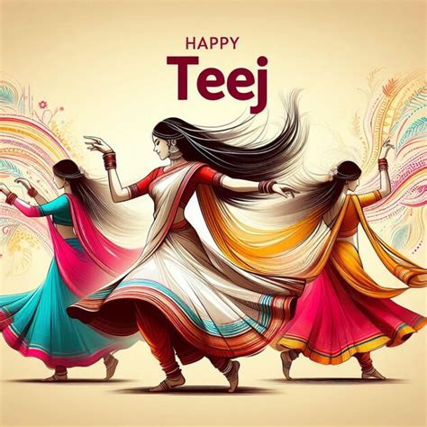 Teej Day Illustration Template With Swing In Indian Traditional Post