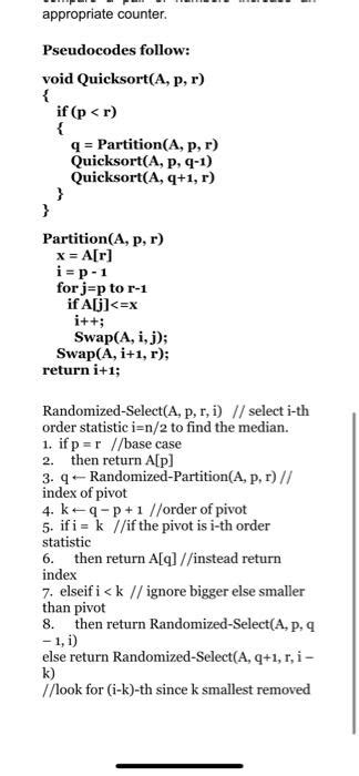 Solved Implement The Simplest Version Of The Quicksort