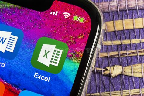 Microsoft Excel Application Icon On Apple Iphone X Screen Close Up Microsoft Office Excel App