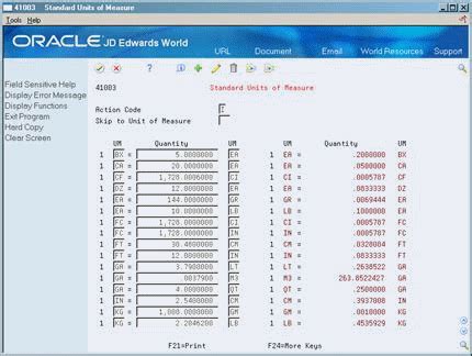 Set Up Standard Units Of Measure