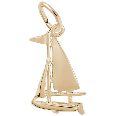14k Yellow Gold Small Sloop Sailboat Charm