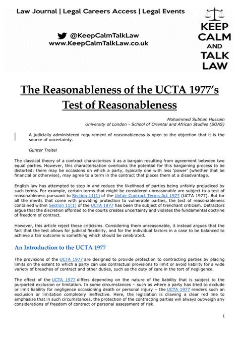 Pdf The Reasonableness Of The Ucta 1977 S Test Of Reasonableness