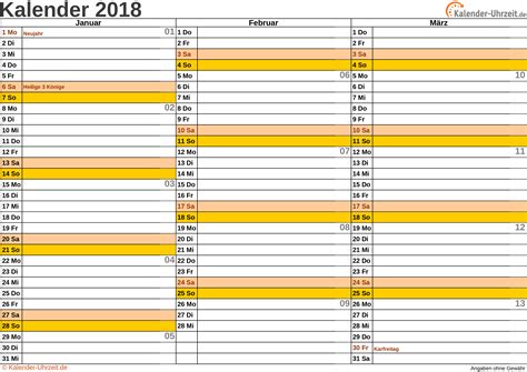 Kalender 2018 Zum Ausdrucken Kostenlos