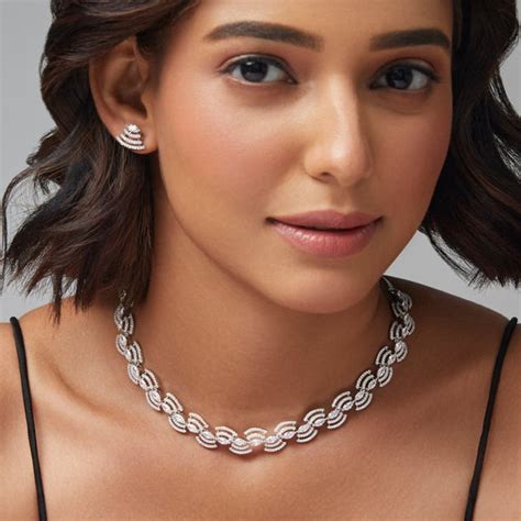 Buy Elara Luminous Cz Necklace Set Stunning Indian Jewelry Tarinika