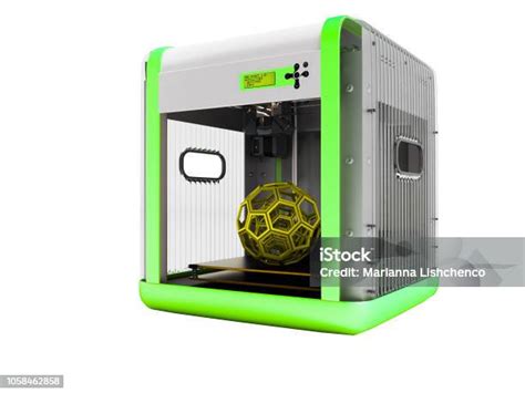 현대 그레이 그린 기하학적 3d 프린터 그림 안에 흰색 배경에서 가정용 3d 렌더링에 대 한 그림자 3차원 형태에 대한 스톡
