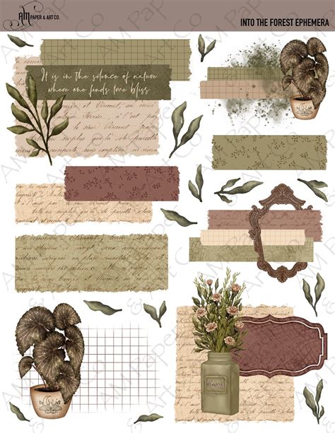 Into The Forest Ephemera Stickers Vintage Scrapbook Paper Vintage