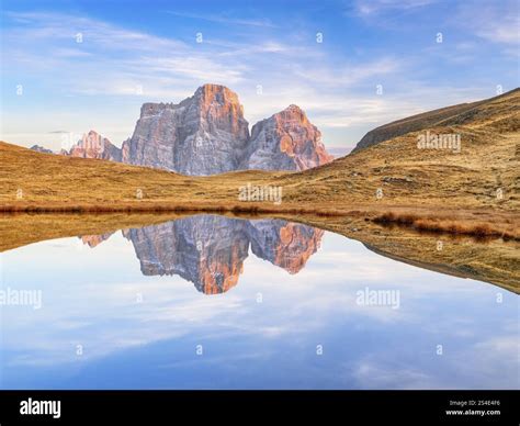 Laghetto Di Baste Belluno Pelmo Massif Sunset Mondeval Plateau