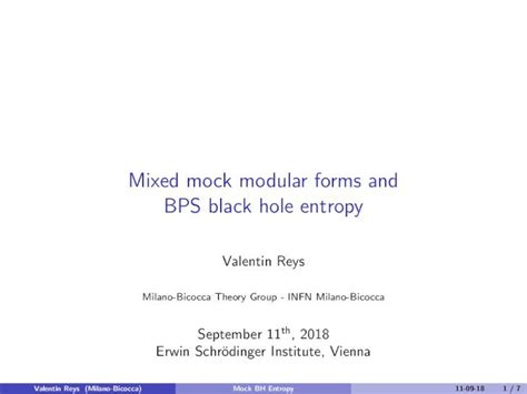 Pdf Mixed Mock Modular Forms And Bps Black Hole Entropyhepitptuwien