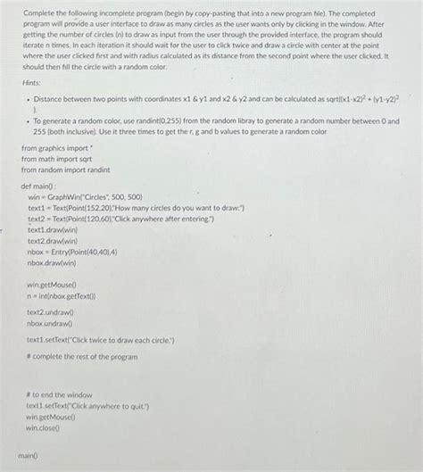 Solved Complete The Following Incomplete Program Begin By
