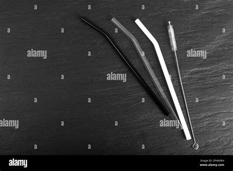 Glass Drink Straws With Cleaning Brush Black And White Drinking Straw