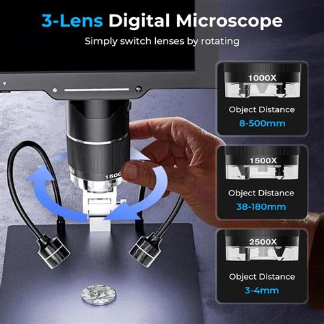 3 Lens Digital Microscope For Multiple Uses Kentfaith Microscopes K