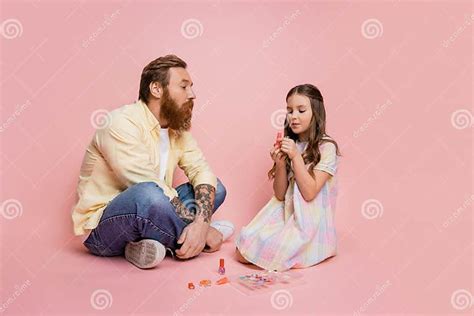 Preteen Girl Holding Lipstick Near Tattooed Stock Image Image Of