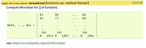 Math Sympy Wronskian Function Stack Overflow