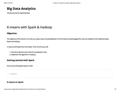 K Means With Spark And Hadoop Big Data Analytics Big Data Analytics