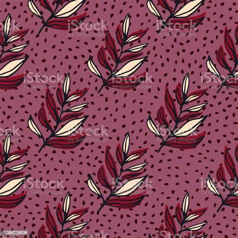 분기 개요 추상적인 매끄러운 패턴을 남깁니다 다크 라일락 배경에 점과 윤곽레드 식물장 장식 0명에 대한 스톡 벡터 아트 및 기타 이미지 Istock