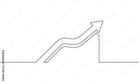 Continuous Line Drawing Of Graph Icon Business Arrow Up Growth Graph Bar Chart Illustration