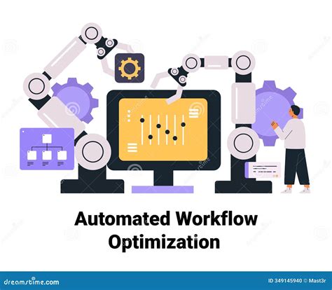 Automated Workflow Optimization Robotic Arms Technology Concept Person Interacting With Computer
