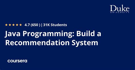 Java Programming Build A Recommendation System Coursera