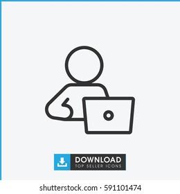 Man Laptop Icon Simple Outline Man Stock Vector Royalty Free 591101474 Shutterstock