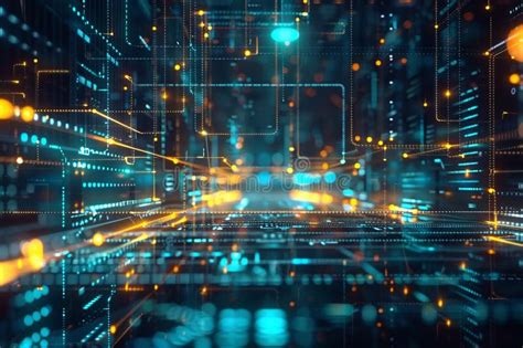 A Digital Network Visualization Showing Nodes And Links With Data