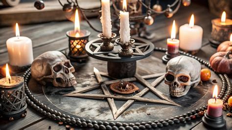Satanic Ritual Altar Magic And Spells Halloween Premium Ai Generated