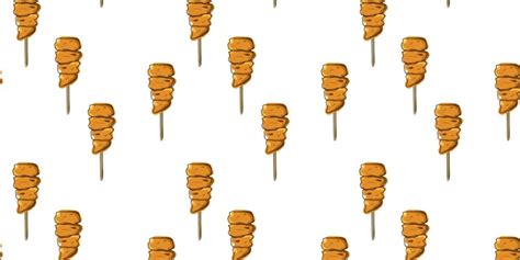 꼬치에 한국 닭 꼬치와 원활한 Patern 한국 길거리 음식 손 그리기 프리미엄 벡터